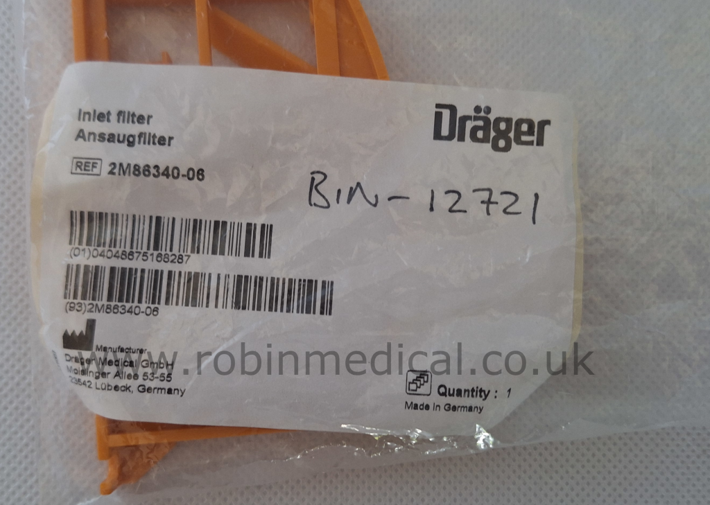 Drager New OEM Inlet Filter REF: 2M86340-06 - Robin Medical Ltd